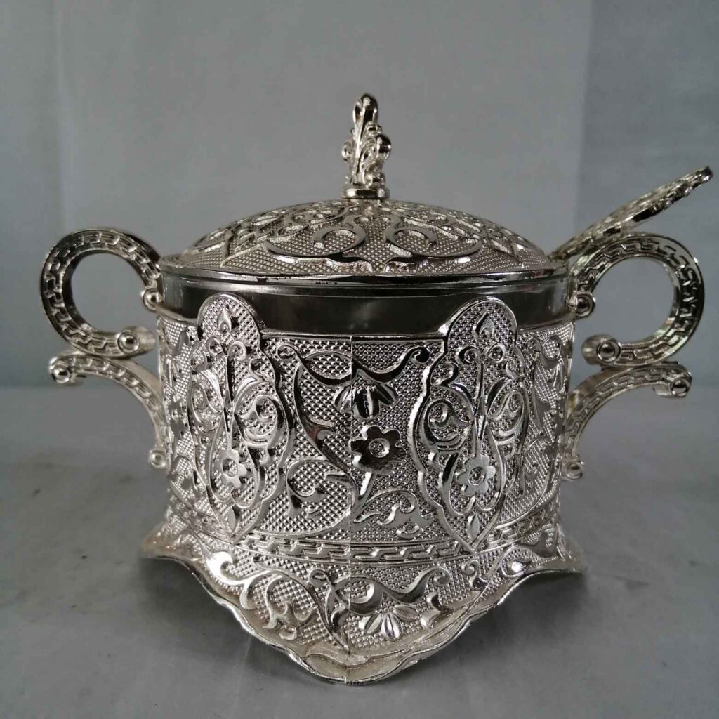 Royal Silver Sugar pot with spoon – Baig Store – Home Décor