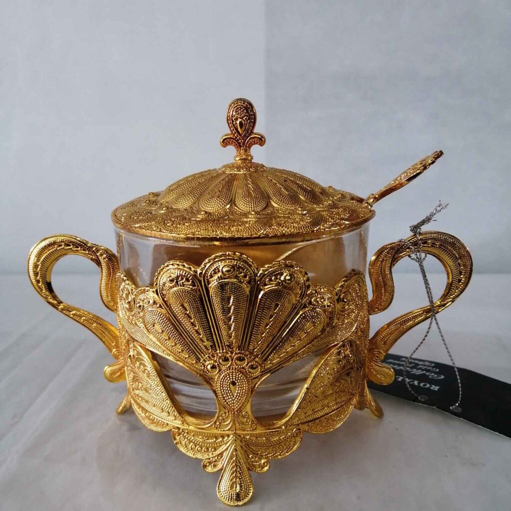 Royal Golden Sugar pot with spoon – Baig Store – Home Décor