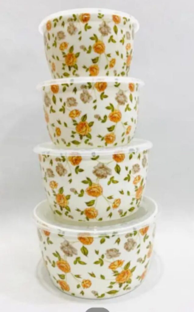 4 Pcs Ceramic Sealed Ware Bowl Set with Plastic lid Microwave Safe ...