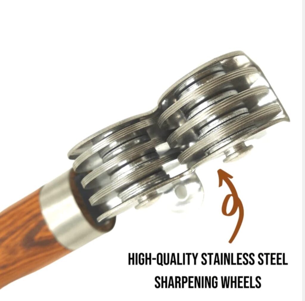 STEEL HEAVY DUTY KNIFE SHARPENER WOOD HANDLE - Baig Store - Home Décor